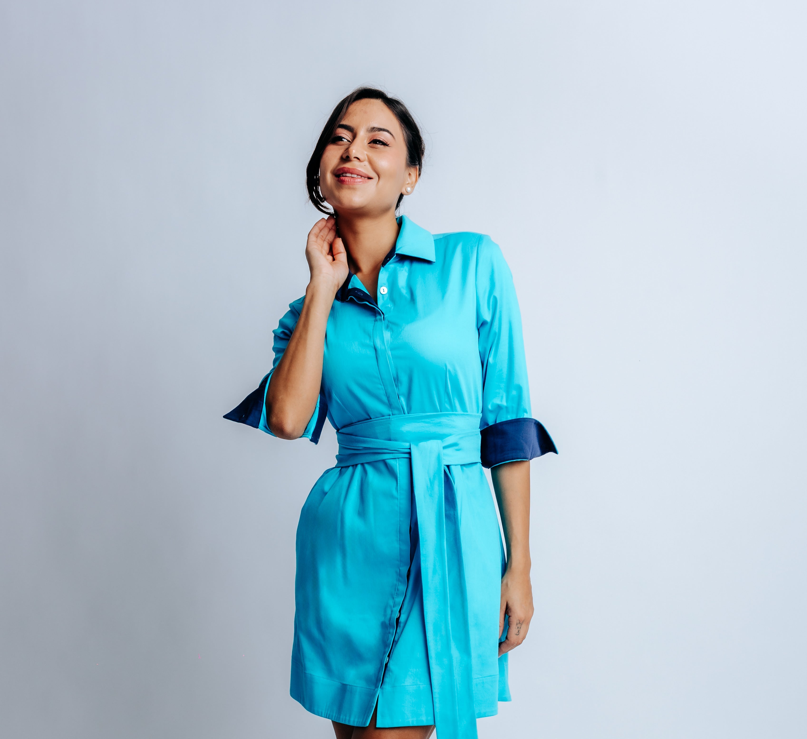 Perlavera Barbara Solid Fitted Dress Contrast Cuffs – Kathryn's ...